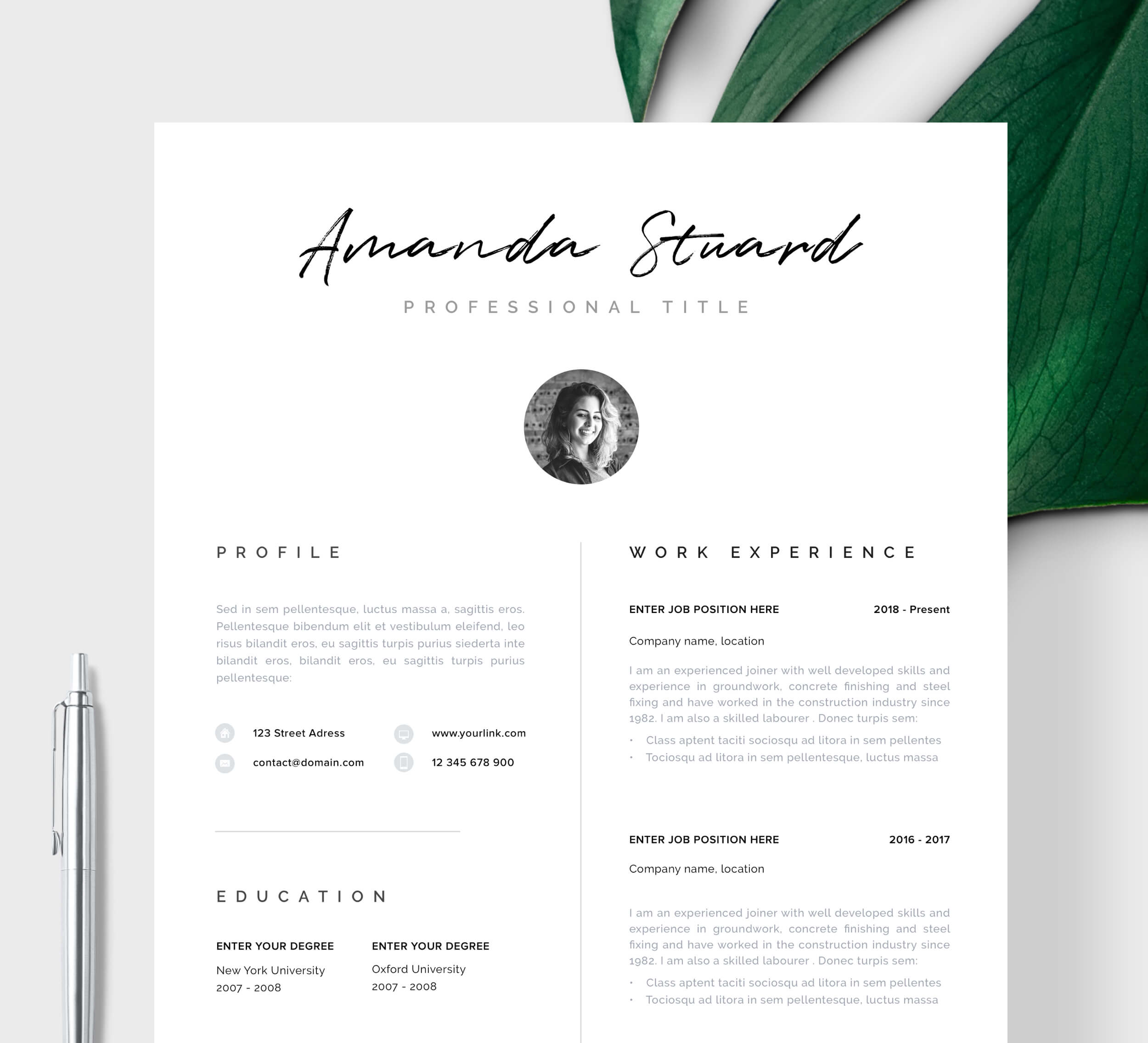 Minimalist CV Template Siena Resume Angels Minimalist CV Template Siena Resume Angels
